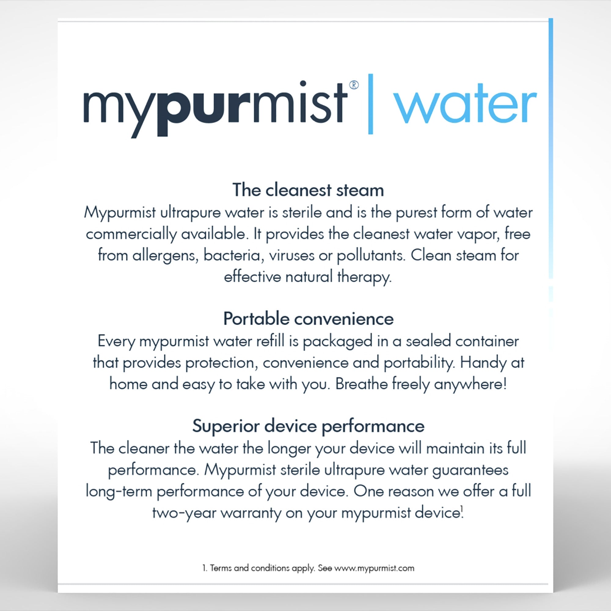 Mypurmist® Ultrapure Sterile Water - 20 refills | 100 sessions